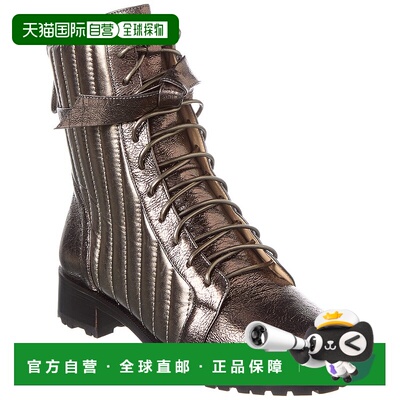 自营Alexandre Birman Clarita 绗缝皮革战斗靴 - 银色 美国奥莱