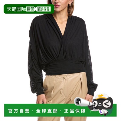自营IRO Barba羊绒混纺T恤-黑色 美国奥莱直发上衣