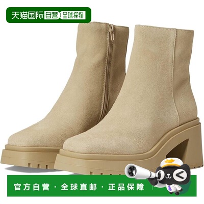 自营Steve Madden Fella Boots女式沙绒圆头脚踝靴KHD392-米色 美