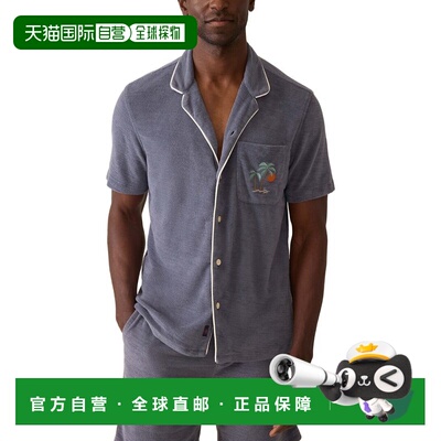 自营Faherty Cabana Towel Terry Shirt - blue multi 美国奥莱直