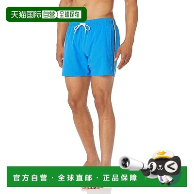 自营 HUGO BOSS 男式标准标志性条纹泳裤 Pitstop 蓝色 - 蓝色 美