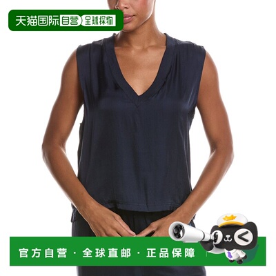 美国直邮自营perfectwhitetee Celina缎面肌肉t恤-海军蓝 美国奥