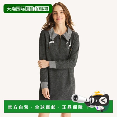 自营Nautica Womens Quarter-Zip Sweatshirt Dress - midnight b