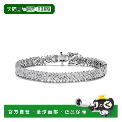 自营 GENEVIVE 纯银立方氧化锆簇状箭头网球手链 - 银白色 美国奥