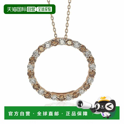 自营 Suzy Levian Rose 纯银棕色和白色立方氧化锆交替圆形永恒吊