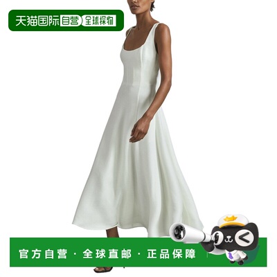 自营Reiss Elisa Bodice Sq Neck Dress - off white 美国奥莱直