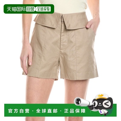 自营 frame denimFRAME 折叠亚麻混纺短裤 - 米色 美国奥莱直发