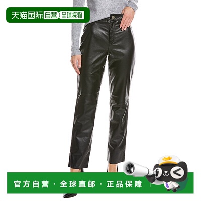 自营Walter Baker Yvette皮革长裤-黑色 美国奥莱直发直筒裤