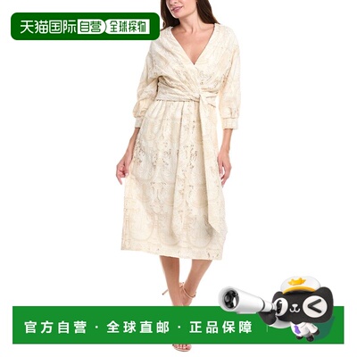 自营Badgley Mischka刺绣迷笛连衣裙-米色 美国奥莱直发