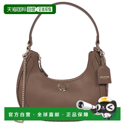 自营True Religion Zip Top Crescent Hobo Bag - brown 美国奥莱