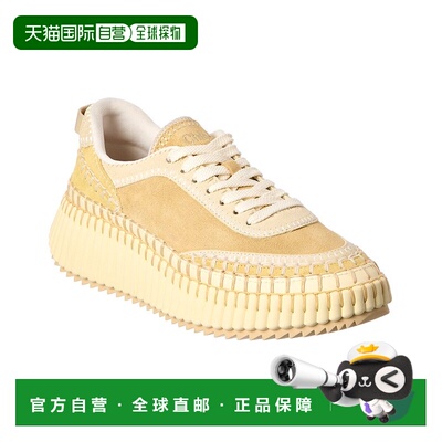 自营Chloe Nama Leather & Suede Sneaker - beige 美国奥莱直发