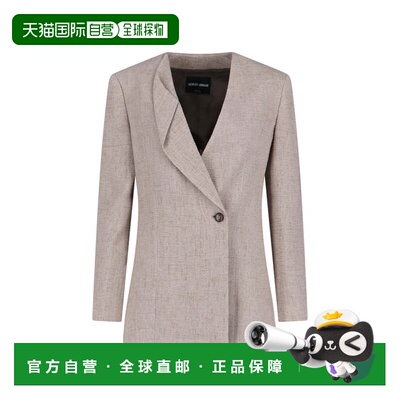 自营giorgio armani单排扣剪裁西装外套-Taupe-中性 美国奥莱直发