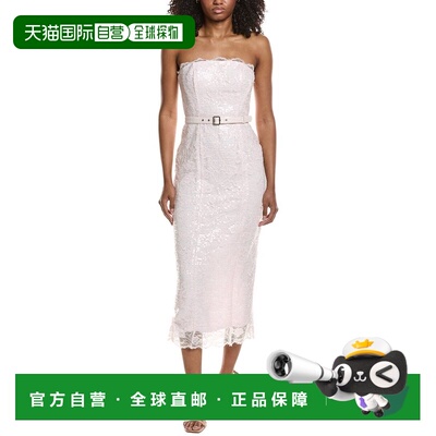 自营Toccin Vivian Lace Belted Midi Dress - pink 美国奥莱直发