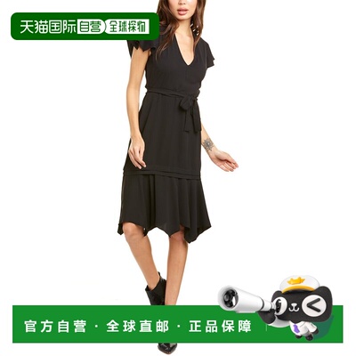 自营Amanda Uprichard Graciela Midi Dress - black 美国奥莱直