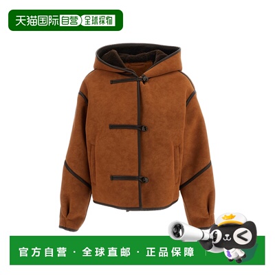 美国直邮自营stand studio棕色Fia连帽Toggle人造牛皮夹克-棕色