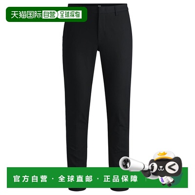 自营 bossSlim-fit trousers in stretch cotton - black 美国奥
