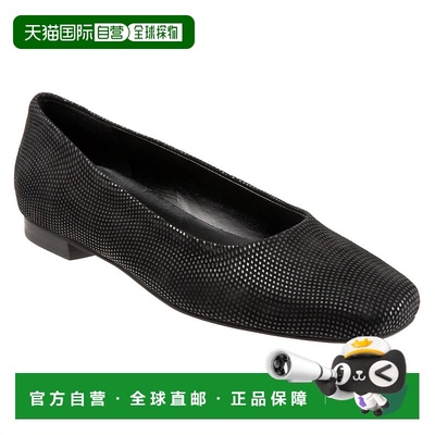 自营 Trotters Honor平底鞋女式黑色皮革迷你点滑鞋JOBB2204-黑色