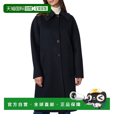 自营Bernardo长款羊毛混纺大衣-海军蓝 美国奥莱直发