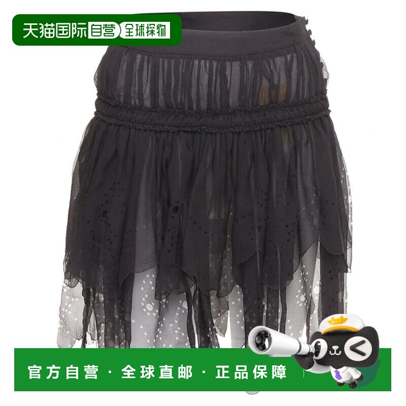 自营John Galliano黑色真丝短裙，草原短裙-黑色 美国奥莱直发