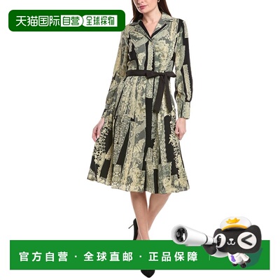自营Gracia Floral Print Belt Dress - black 美国奥莱直发