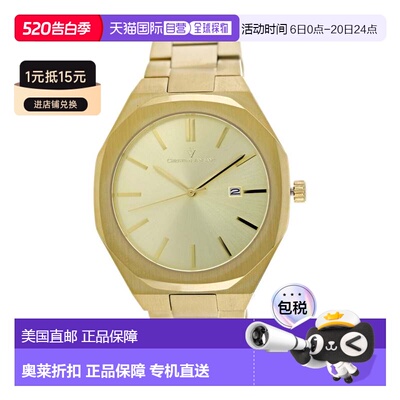 自营Christian Van Sant Men's Octavius Slim Gold Roud 42mm -