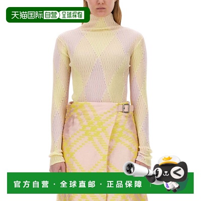 自营burberryFitted Check Pattern Turtleneck In Pastel Hues -
