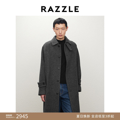 RAZZLE地素奥莱男装深灰色冬季毛呢大衣