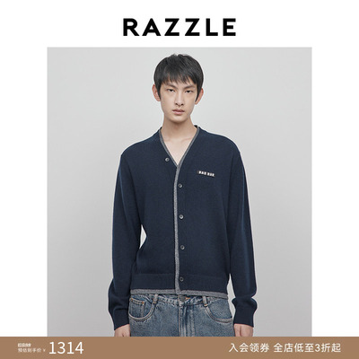 RAZZLE 地素奥莱男装深蓝色2025春季双边套头毛衣