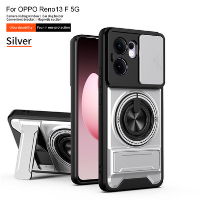 适用OPPO Reno13F手机壳带镜头盖推窗opporeno13fs保护套气囊防摔CPH2699外壳全包海外版5G国际支架磁吸新款