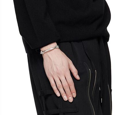 独特个性电镀银骨头夹扣手环