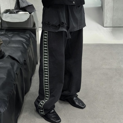 3b串标织带运动卫裤宽松长裤