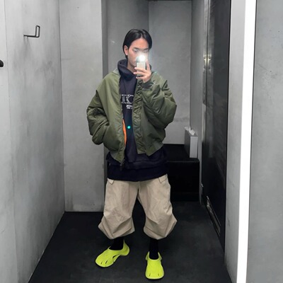 棉服秋冬落肩ma1军绿色夹克