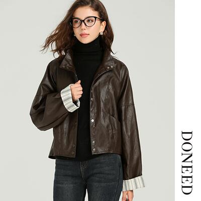 复古皮衣高级感小立领外套