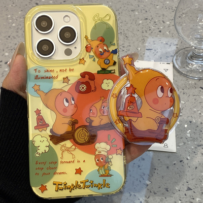 趣味可爱跷跷板星星人磁吸支架适用于苹果16promax手机壳iphone15保护套14防摔13新款小众15pro创意max手机套