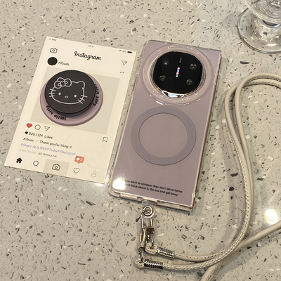 可爱KT猫磁吸支架烟紫色适用于华为x6手机壳matex5外壳matex6典藏版matex3新款x5女x3折叠屏mate高级感保护套