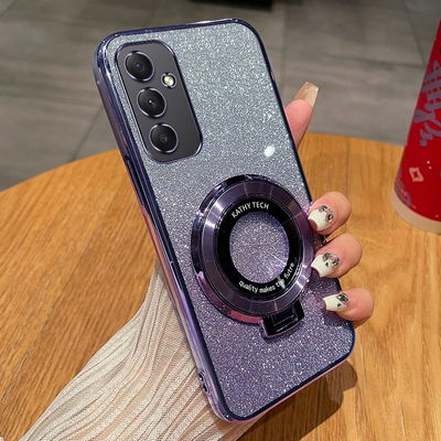 三星A35手机壳高级感时尚渐变闪粉软壳5GGalaxyA35新款创意磁吸支架超薄壳SamsungA35简约防摔全包保护适用于