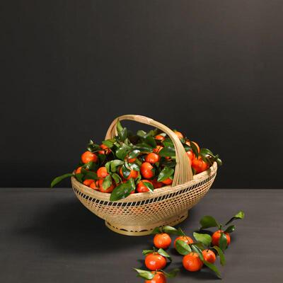 竹编菜篮手提篮子水果篮手工编织竹篮天然收纳家居日常质朴淳朴