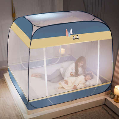 新款免安装蚊帐家用1.8X2x2.2纹帐1.5m1一米2二8五5床文帐帐篷1.2