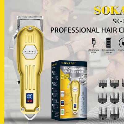出口SOKANY9995理发剪不锈钢刀头可调液晶显示理发器HAIR CLIPPER