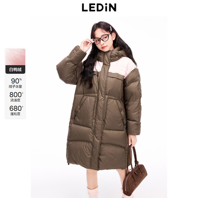 【商场同款】乐町拼接中长款羽绒服冬季新款保暖外套C2ACE4327