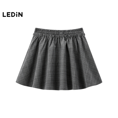 【商场同款】乐町绣标灰色短裙夏季新款显瘦A字半身裙C1GEF2725