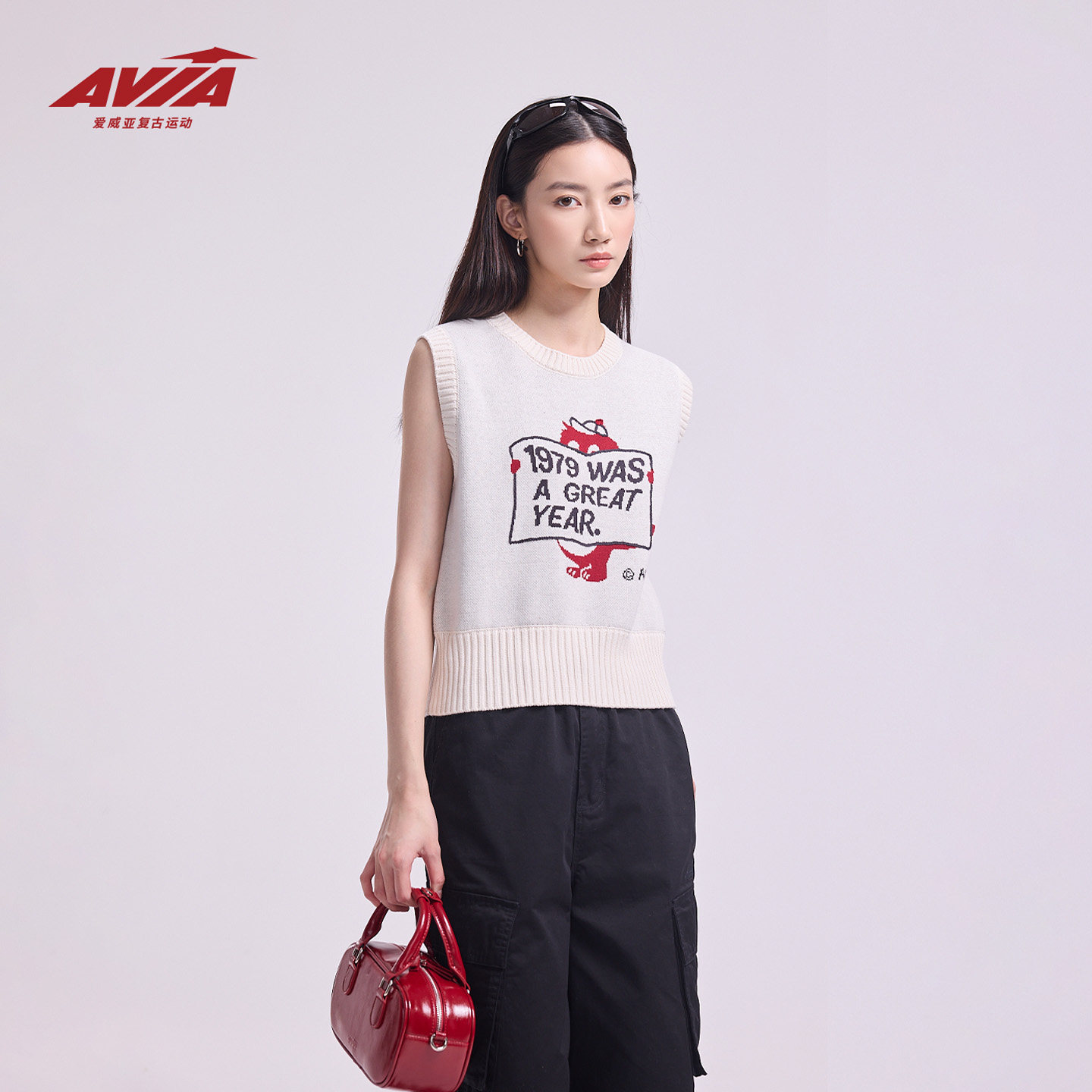 【明星同款】AVIA爱威亚复古海狸马甲背心夏季短袖女士休闲上衣