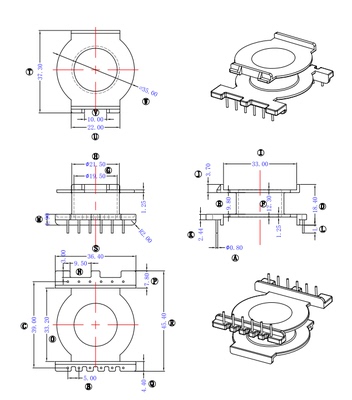 EQ4020骨架立式6+6针高频变压器材料Bobbin