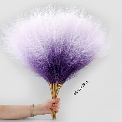 20pcs Faux Pampas Grass 55cm Artificial Reed Flowers for Vas