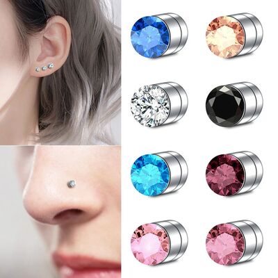 1Pair Magnetic Stud Earring Fake Piercing Nose Stud Crystal