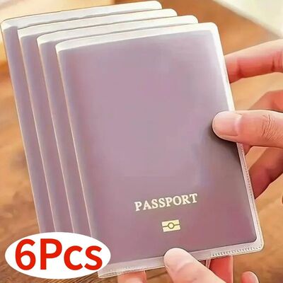 6PCS Passport Protective Cover Transparent Frosted, PVC Mate