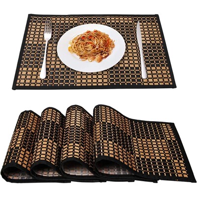 Bamboo Placemats for Dining Table,Placemats Set of 4,Stain-R