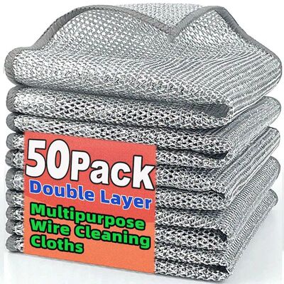 1/50pcs Magic Dishcloth Silver Wire Cleaning Kitchen Cloth T