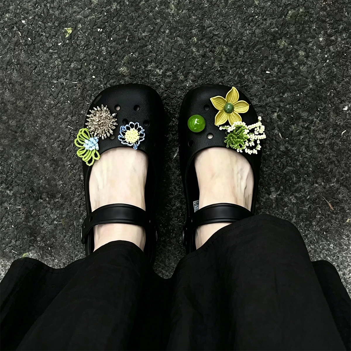 芭蕾鞋鞋花洞洞鞋花手工串珠优雅适配洞洞鞋玛丽珍舞鞋扣diy配件
