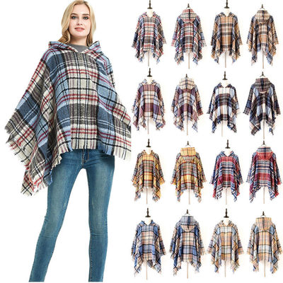 2024 Women Fashion Casual Style Poncho Hooded Poncho Shawl